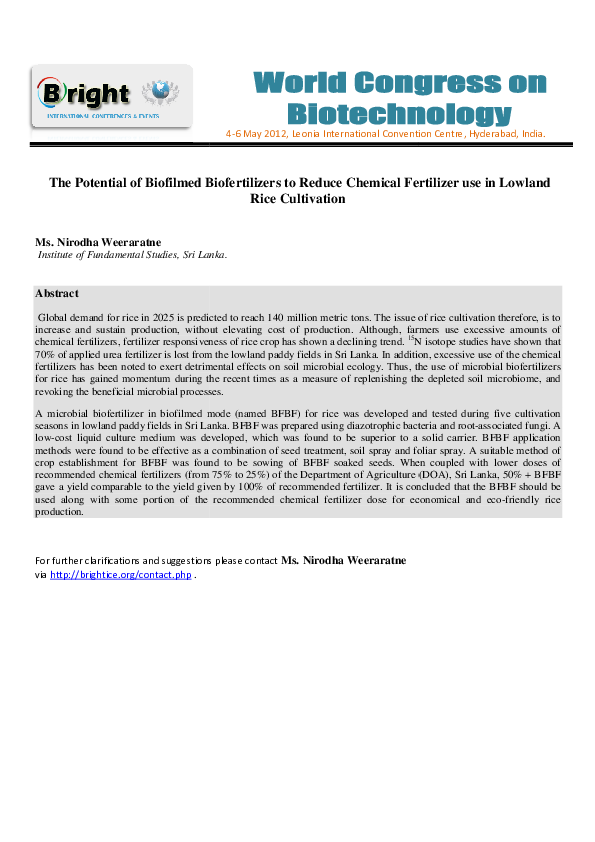 (PDF) The Potential of Biofilmed Biofertilizers to Reduce Chemical ...