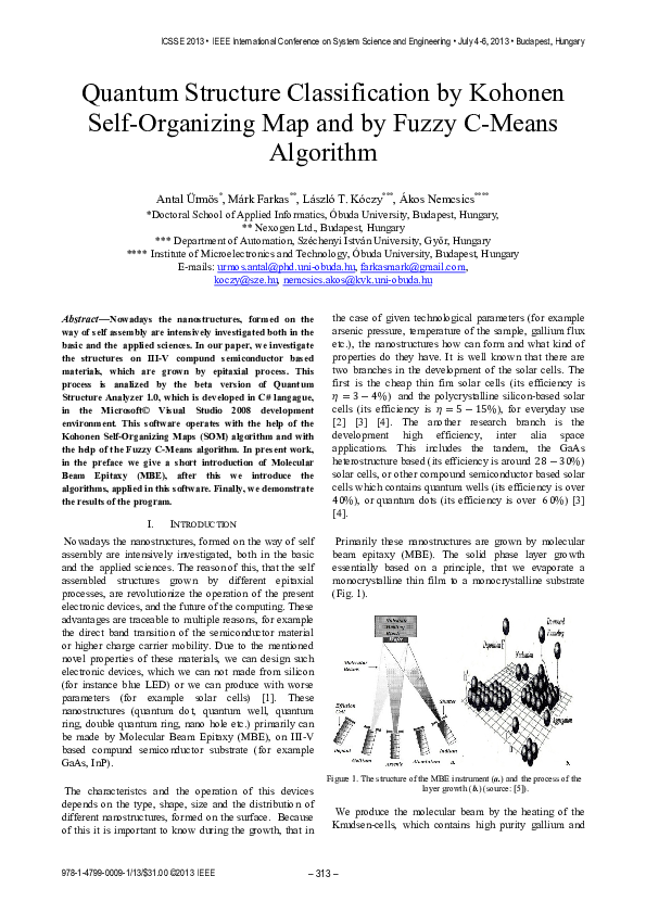 Pdf Quantum Structure Classification By Kohonen Self Organizing Map And By Fuzzy C Means Algorithm
