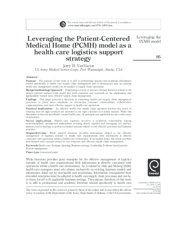 (PDF) Leveraging the Patient-Centered Medical Home (PCMH) model as a ...