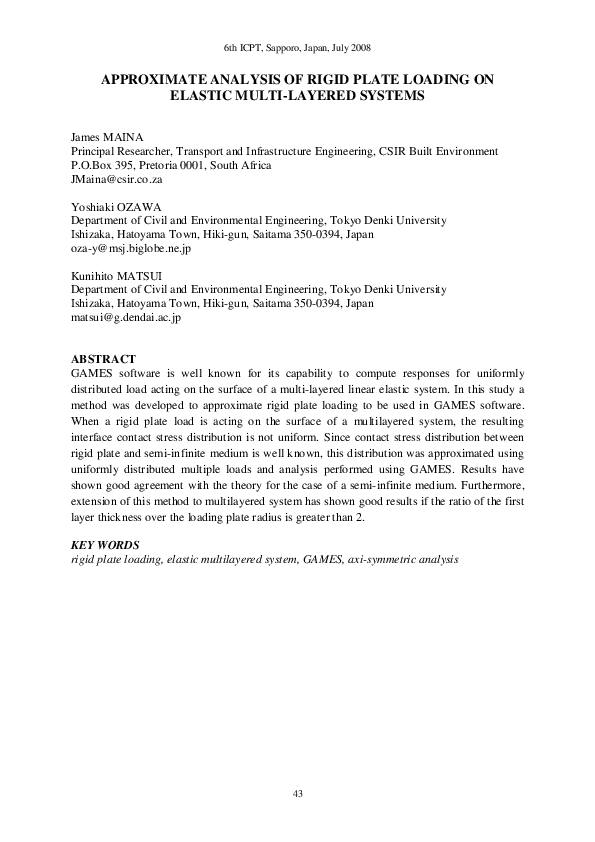 (PDF) APPROXIMATE ANALYSIS OF RIGID PLATE LOADING ON ELASTIC MULTI ...