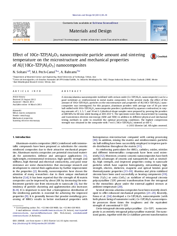 (PDF) Effect of 10Ce-TZP/Al2O3 nanocomposite particle amount and sintering temperature on the ...