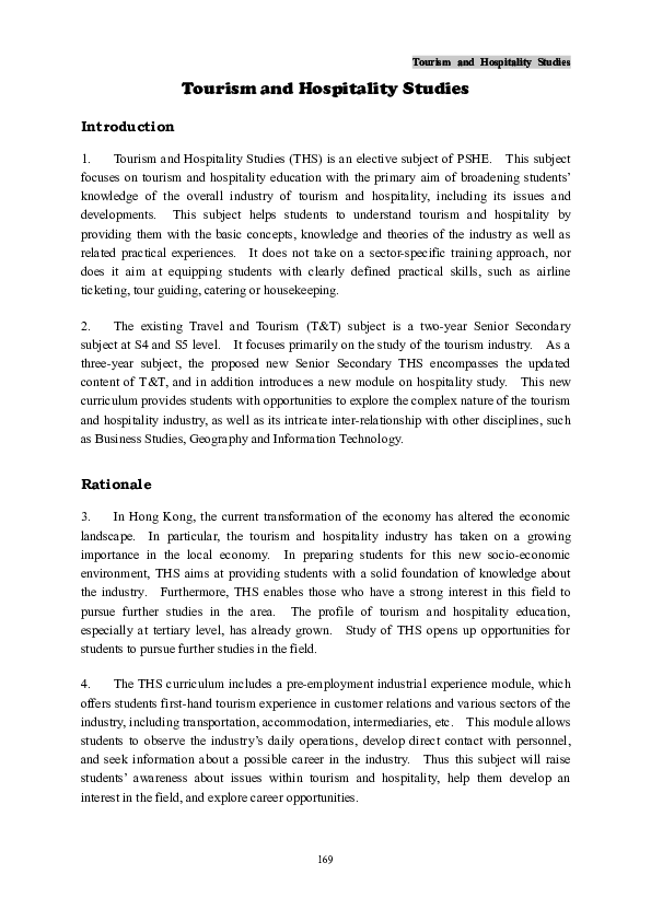 (PDF) Tourism and Hospitality Studies