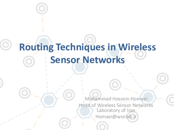 (PPT) Routing Techniques in Wireless Sensor Networks