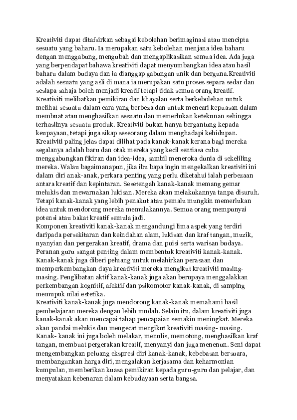 (DOC) Kreativiti dapat ditafsirkan sebagai kebolehan berimaginasi atau ...