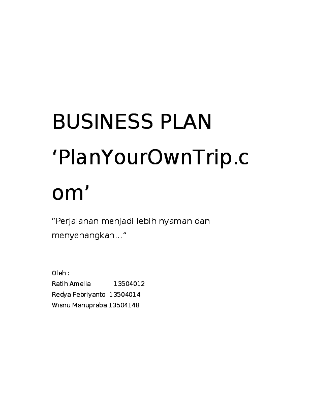 (DOC) Contoh Business Plan