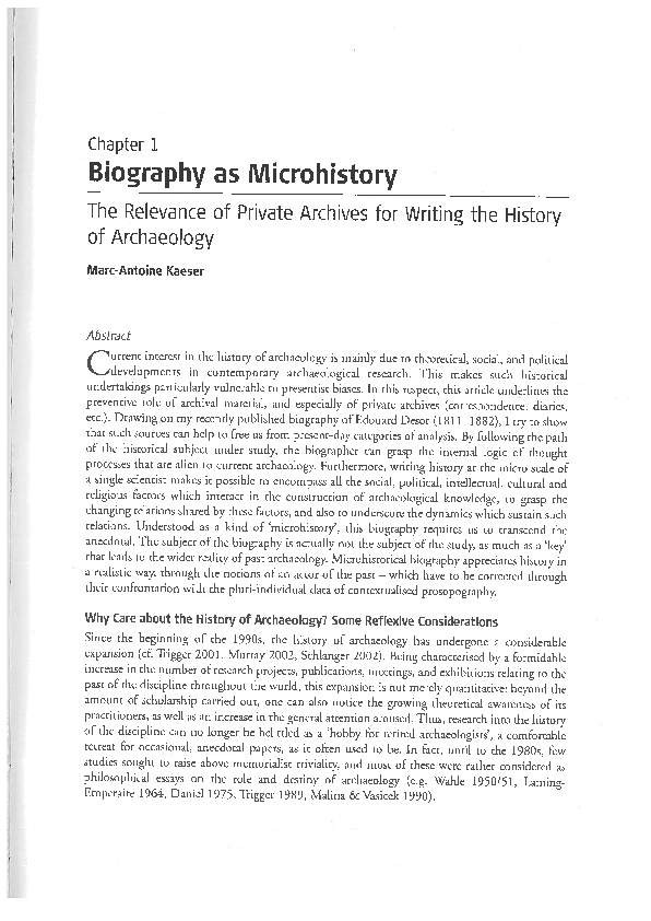 (PDF) Biography as Microhistory. The Relevance of Private Archives for ...
