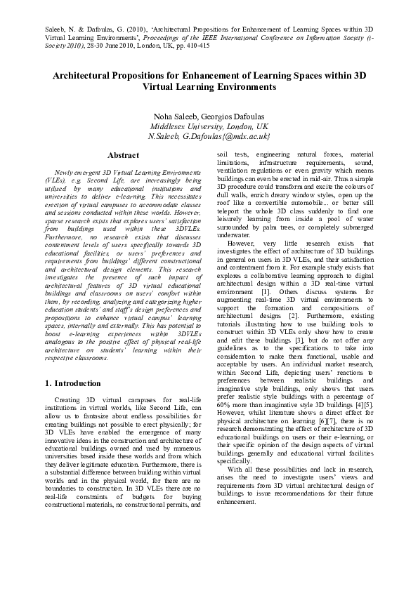 (PDF) Architectural propositions for enhancement of learning spaces within 3D virtual learning ...