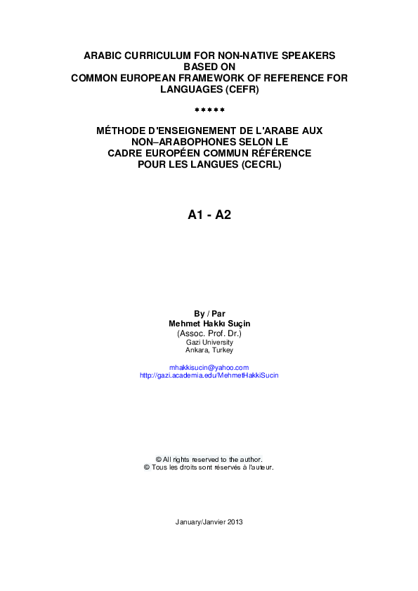 (PDF) Arabic Curriculum for Learners of Arabic as a Foreign Language in ...