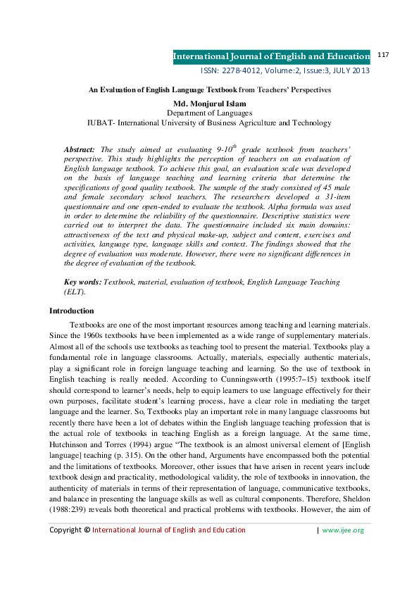 (PDF) Textbook evaluation