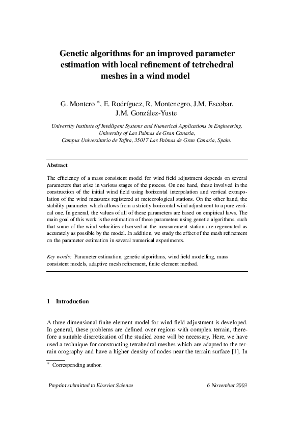 Pdf Genetic Algorithms For An Improved Parameter Estimation With Local Refinement Of