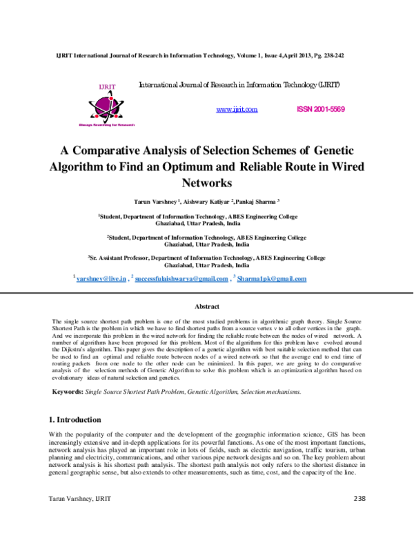 Pdf A Comparative Analysis Of Selection Schemes Of Genetic Algorithm