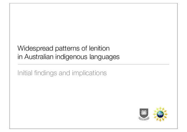 (PDF) Widespread patterns of lenition in Australian indigenous ...