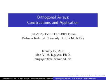 (PDF) Orthogonal Arrays: Constructions and Application