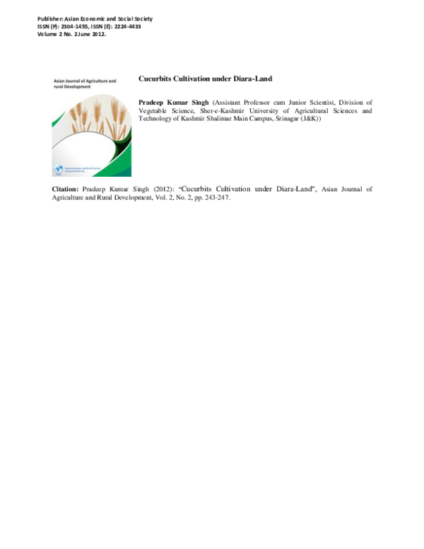 (PDF) Cucurbits Cultivation under Diara-Land