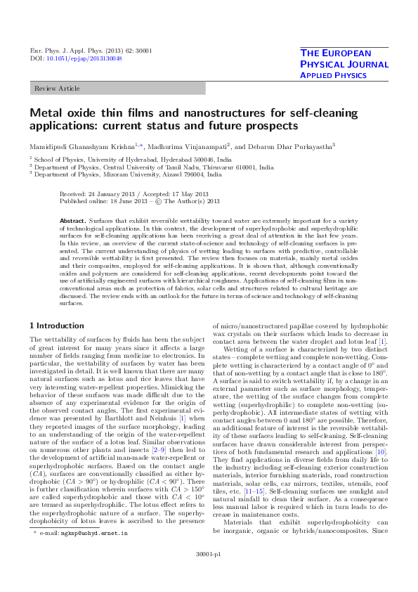 (PDF) THE EUROPEAN PHYSICAL JOURNAL APPLIED PHYSICS Review Article ...