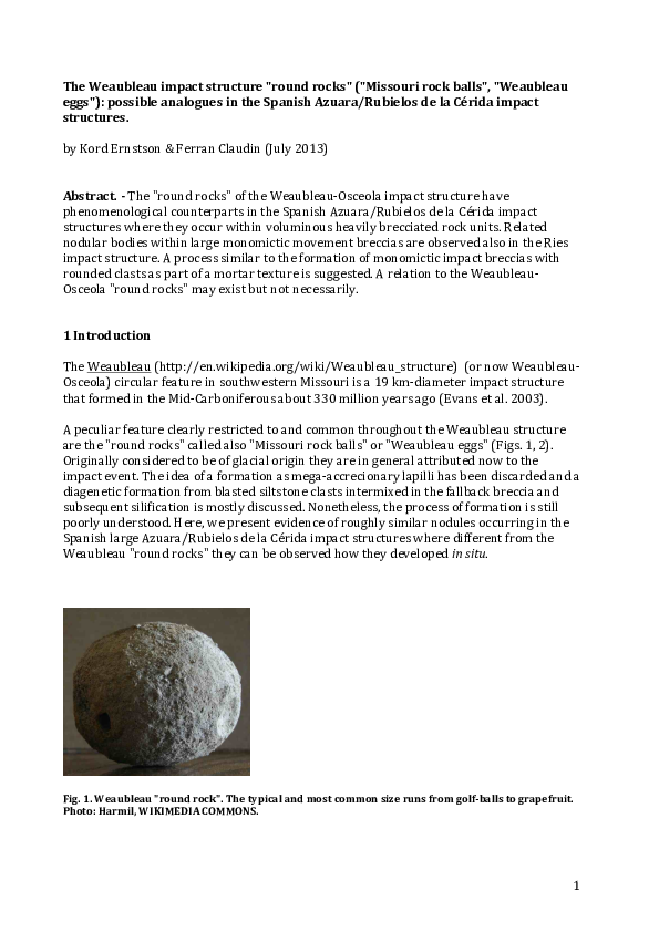 (PDF) The Weaubleau impact structure "round rocks" ("Missouri rock ...