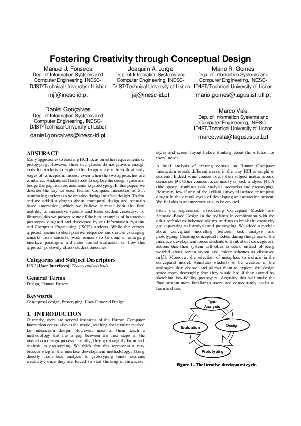 (PDF) Fostering Creativity through Conceptual Design