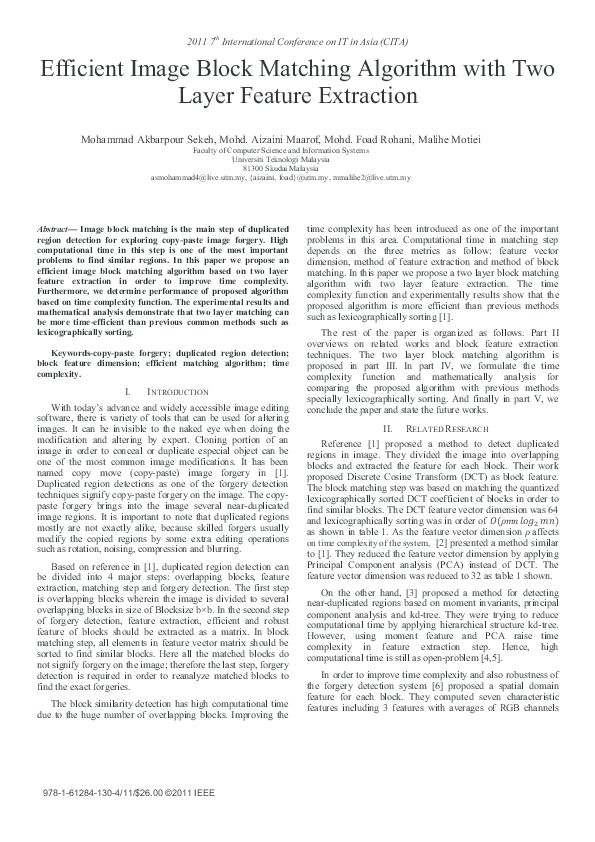 Pdf Efficient Image Block Matching Algorithm With Two Layer Feature 4971