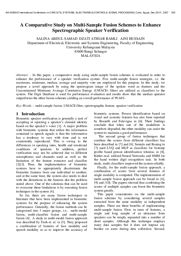 (PDF) A Comparative Study on Multi-Sample Fusion Schemes to Enhance ...