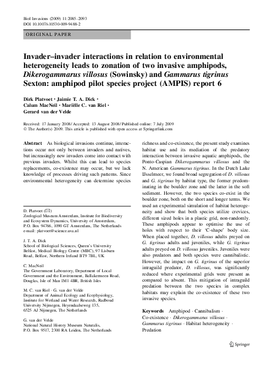(PDF) Invader–invader interactions in relation to environmental ...