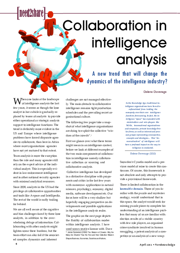 (PDF) Collaboration in intelligence analysis