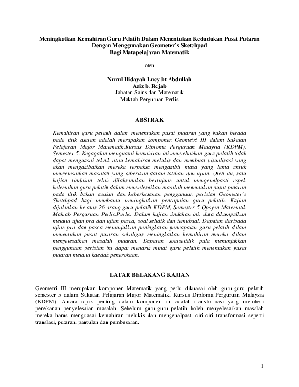 (PDF) Meningkatkan Kemahiran Guru Pelatih Dalam Menentukan Kedudukan ...
