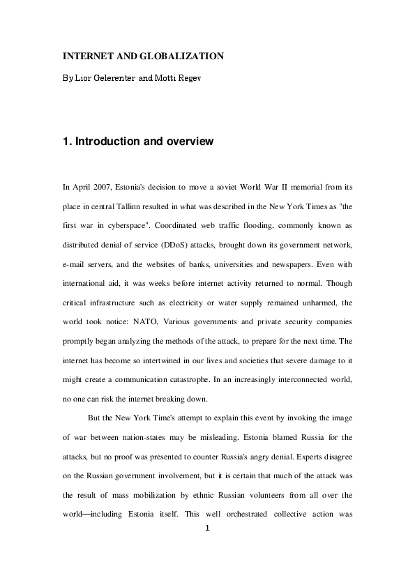 (PDF) Internet and globalization