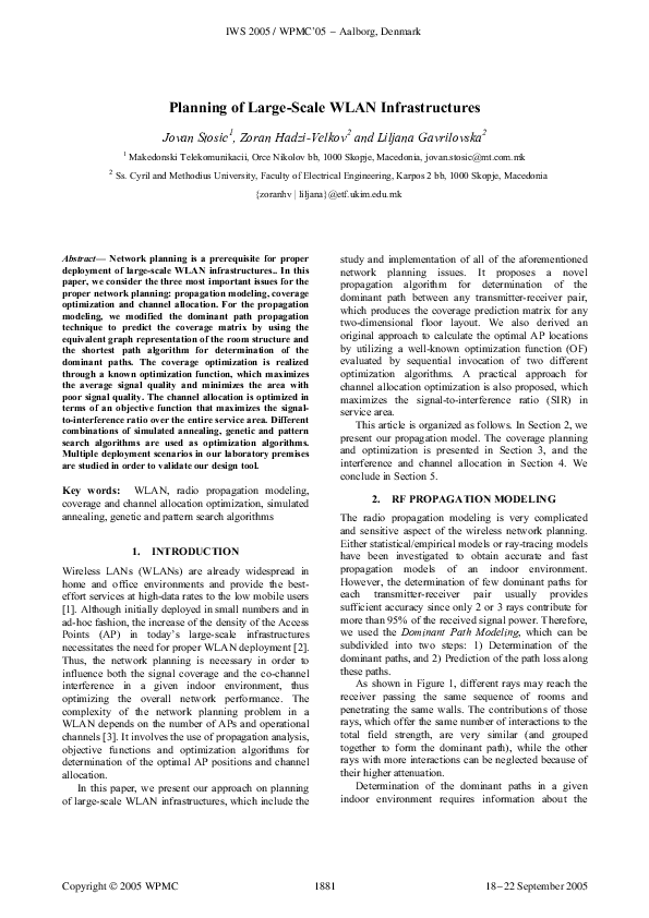 (PDF) Planning of Large-Scale WLAN Infrastructures