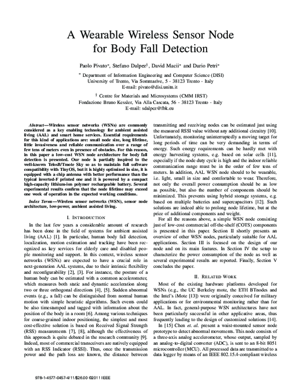 (PDF) A Wearable Wireless Sensor Node for Body Fall Detection