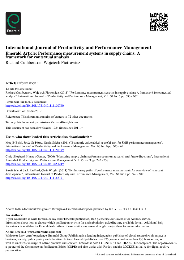 PDF Performance Measurement Systems In Supply Chains A Framework For Contextual Analysis pdf-performance-measurement-systems-in-supply-chains-a-framework-for-contextual-analysis