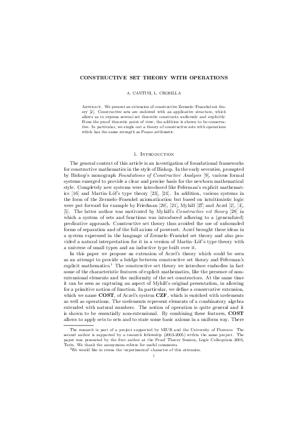 (PDF) Constructive set theory with operations