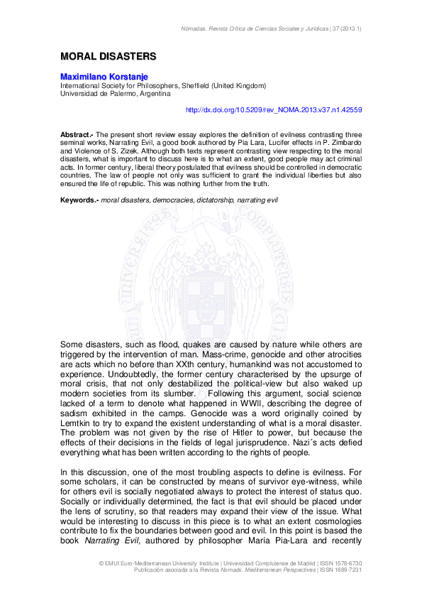 (PDF) MORAL DISASTERS