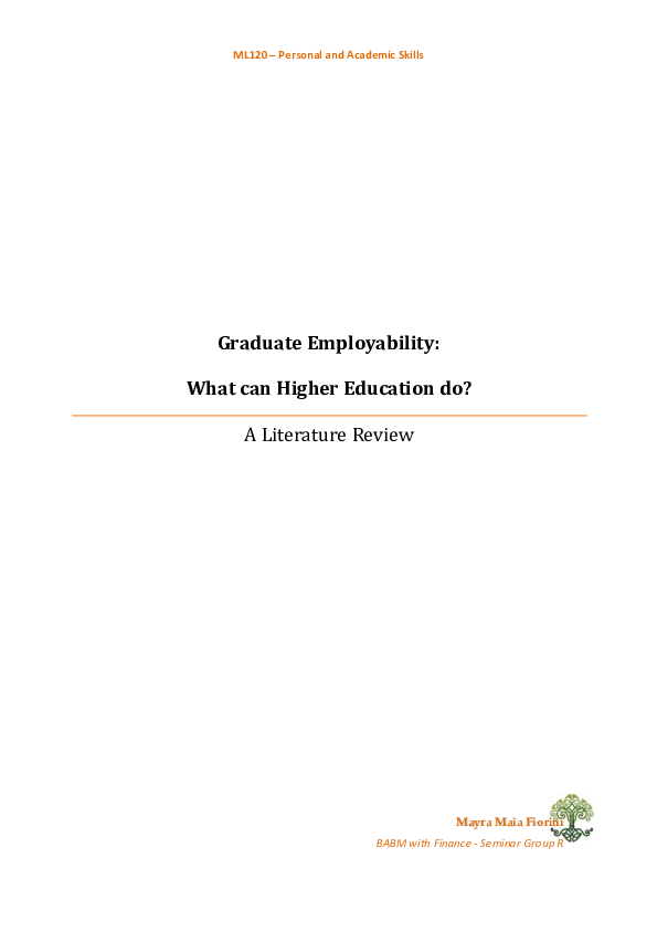 (PDF) Graduate Employment - A Literature Review