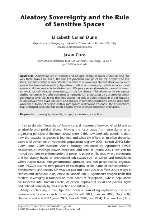 (PDF) Elizabeth Cullen Dunn and Jason Cons--Aleatory Sovereignty and ...