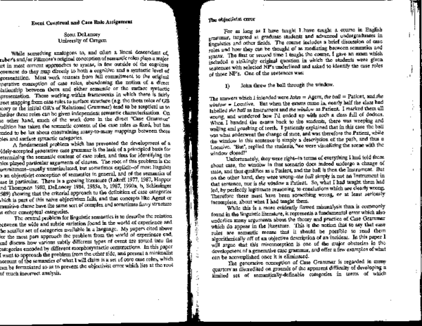 (PDF) Event construal and case role assignment