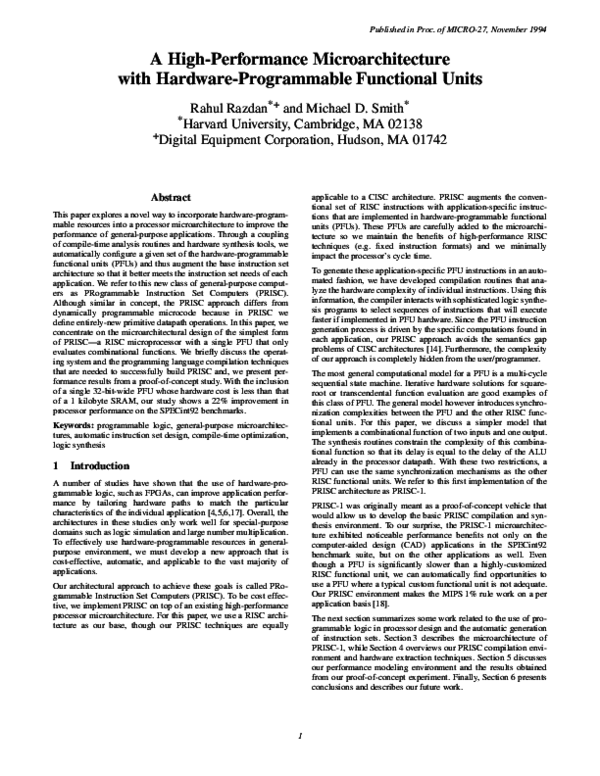(PDF) A high-performance microarchitecture with hardware-programmable functional units