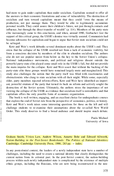 (PDF) Nation-Building in the Post-Soviet Borderlands: The Politics of ...