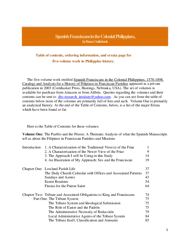 (DOC) Spanish Franciscans in the Colonial Philippines Microsoft text ...