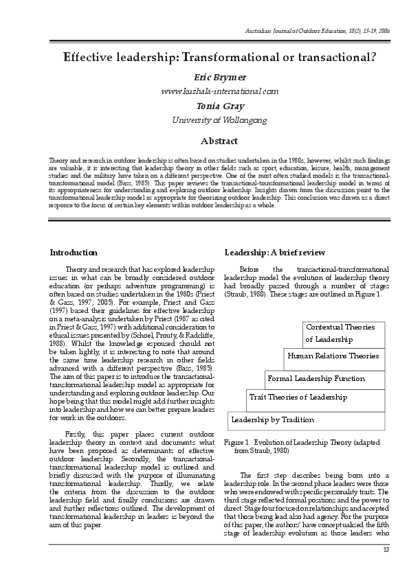 (PDF) Effective leadership: Transformational or transactional? Eric ...