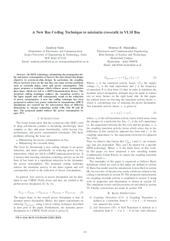 A New Bus Coding Technique To Minimize Crosstalk In Vlsi Bus 