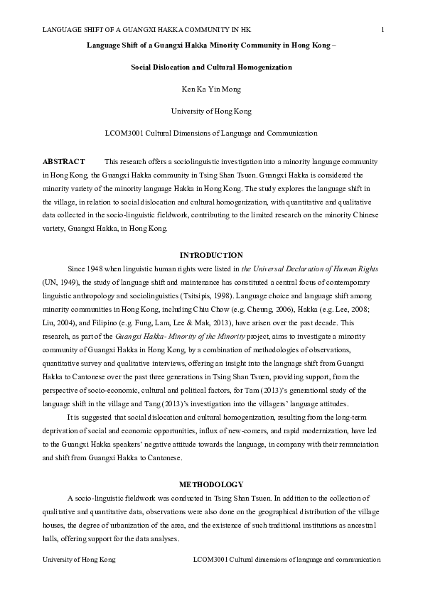 (PDF) Language Shift of a Guangxi Hakka Minority Community in Hong Kong ...