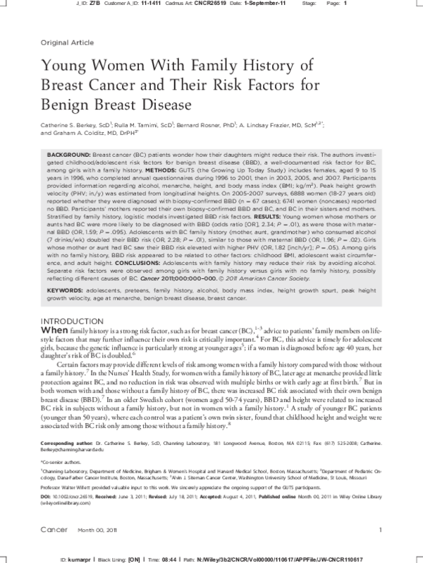 (PDF) Young women with family history of breast cancer and their risk ...