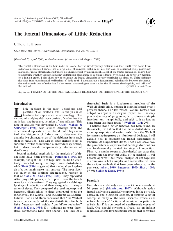 (PDF) The Fractal Dimensions of Lithic Reduction