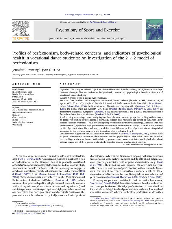 (PDF) Profiles of perfectionism, body-related concerns, and indicators ...