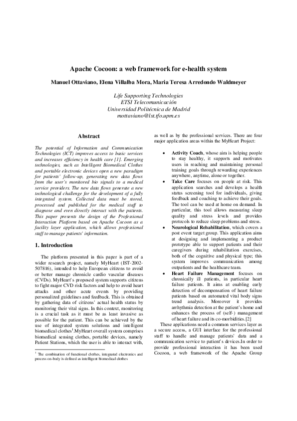 (PDF) Apache Cocoon: a web framework for e-health system