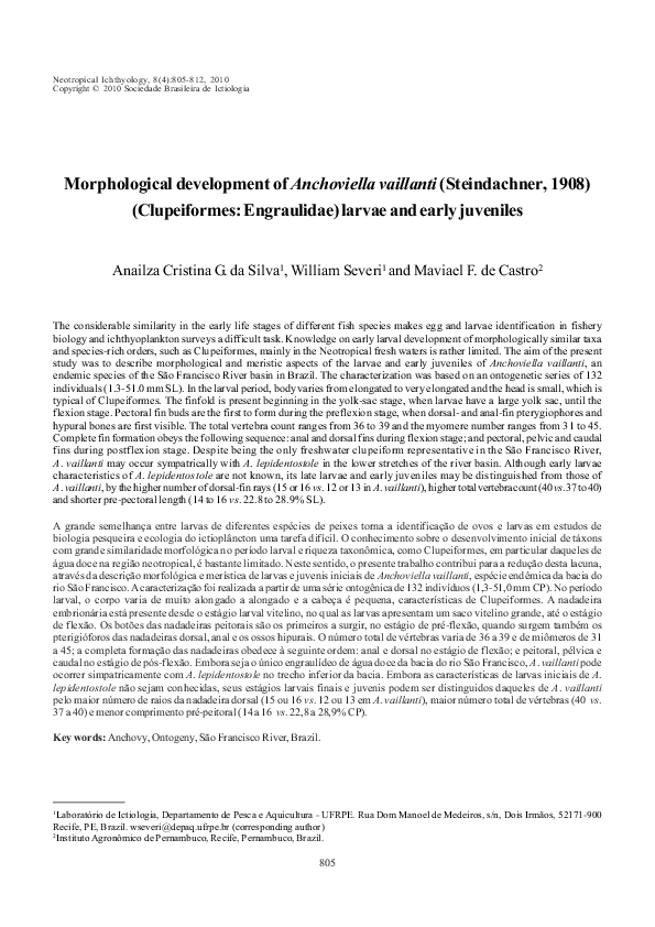 (PDF) Morphological development of Pellona flavipinnis post-yolk-sac ...