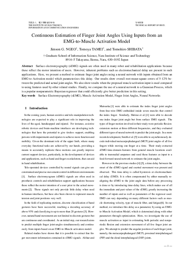 (PDF) THE INSTITUTE OF ELECTRONICS, INFORMATION AND COMMUNICATION ENGINEERS TECHNICAL REPORT OF ...