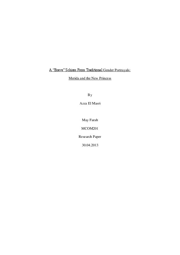 (DOC) A “Brave” Schism From Traditional Gender Portrayals: Merida and ...