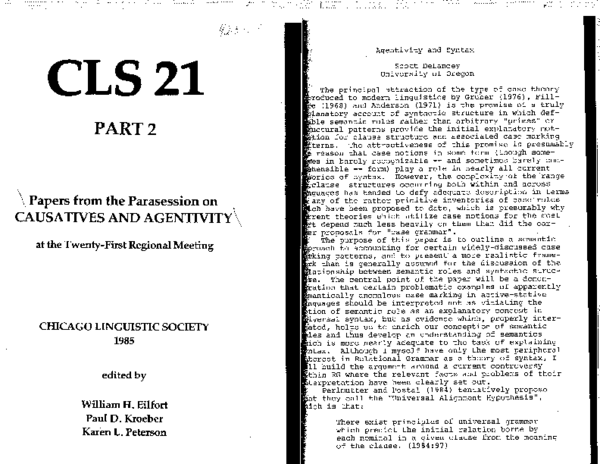 (PDF) Agentivity and Syntax