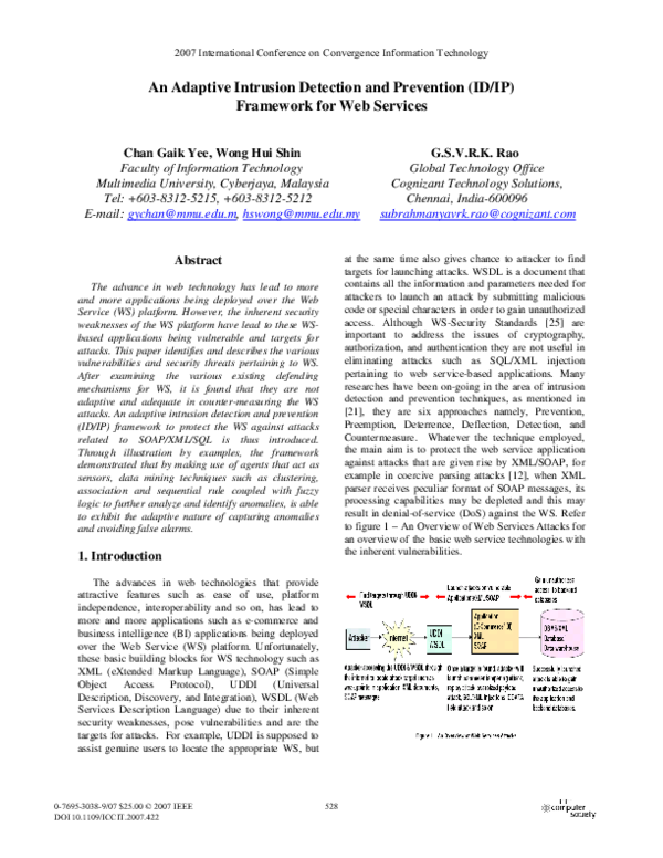 Pdf An Adaptive Intrusion Detection And Prevention Id Ip Framework For Web Services